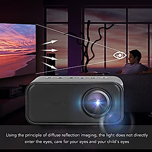 Mini Projector, HD LED Micro Mobile Phone Same Screen, AV Audio Interface Projector with Remote Control for Laptop TV Phone Tablet(Black)