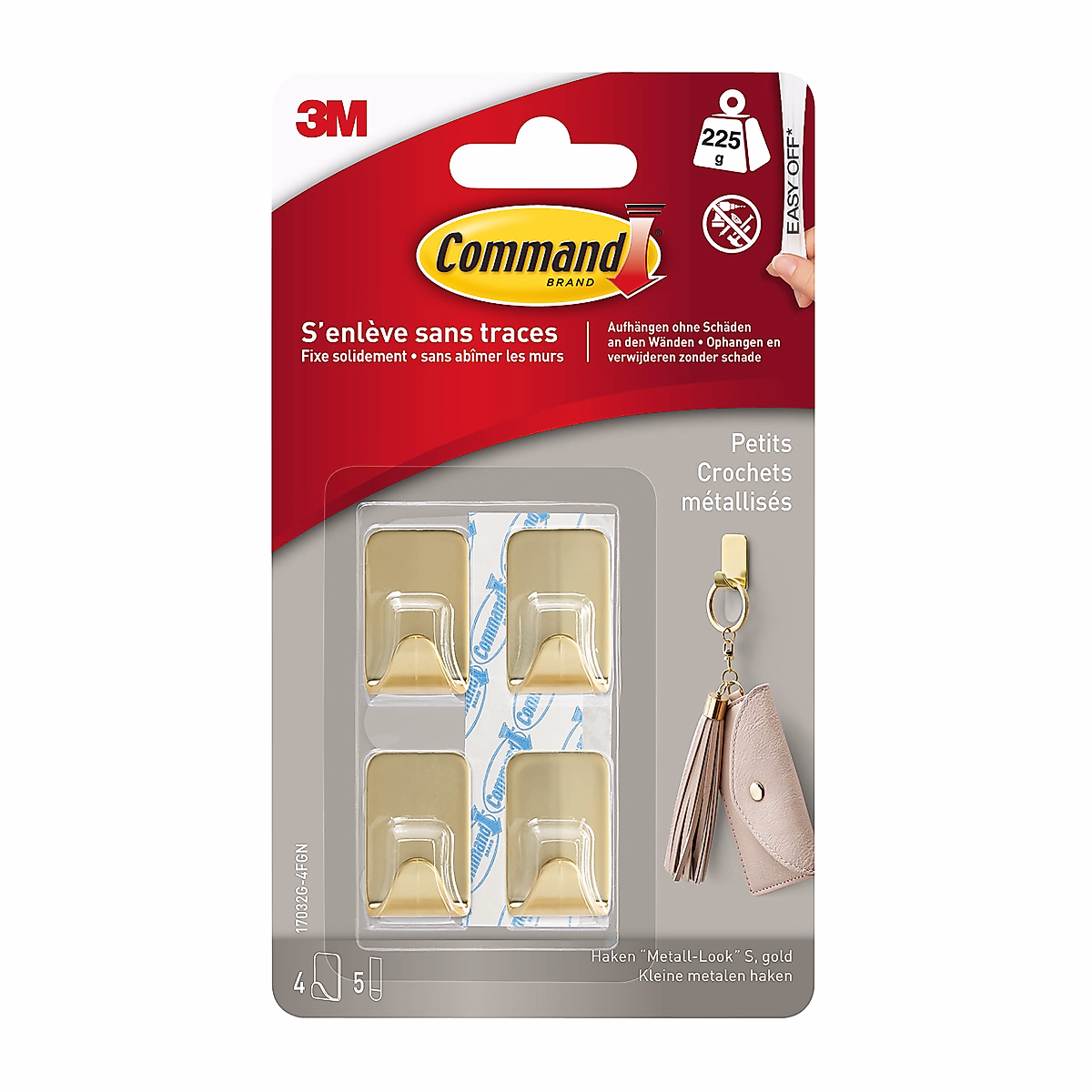 Command 17032BR Small Gold Metal Hook