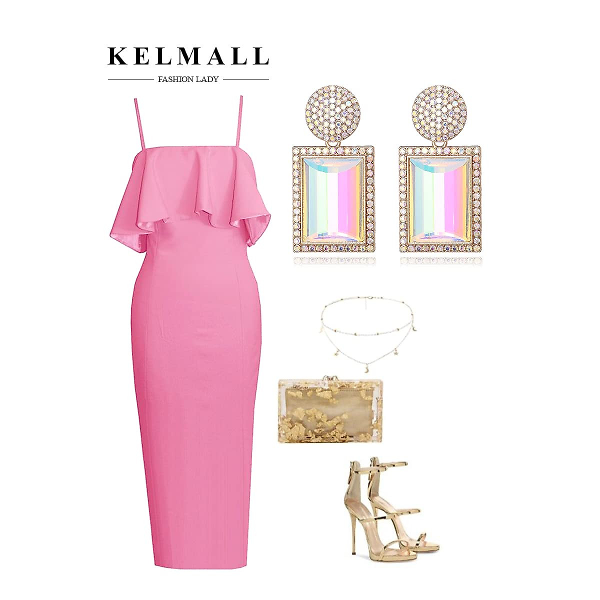KELMALL Classic Rectangle Dangle Earrings for Women Trendy Rhinestone Geometric Drop Statement Earring