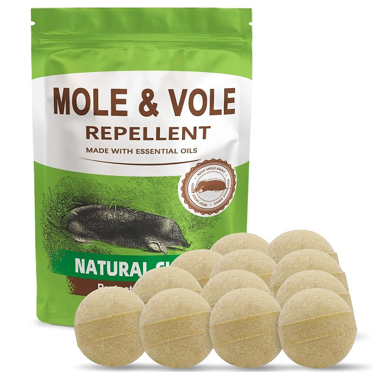 Mole Repellent for Lawns, Gopher Repellent, Mole & Vole Repellent, Mole Deterrent for Yard/Garden, Vole Repellent Outdoor,Mole and Gopher Repellent, Get Rid of Mole, Groundhog Repellent-12P