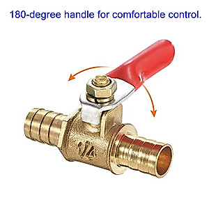 M METERXITY Pressure Valve - Water Control Valve, 180 Degree Non-Slip Handle Dual Barb Shut-off Valve, Apply to Outdoor/Garden/Swimming Pools(10mm x 10mm, Brass)