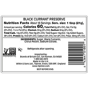 Tiptree Black Currant Preserve, 12 Ounce Jar
