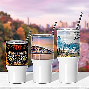 PYD Life Sublimation Kids Tumblers Blanks 18 OZ White Coffee Travel Car Stainless Steel Mugs Cups with Lid Straw for Cricut Mug Press and Tumbler Heat Press Print 4 Pack