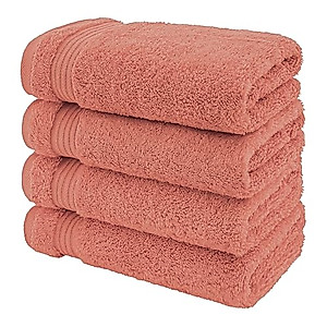 American Veteran Towel, Hand Towels for Bathroom, 4 Piece Hand Towel Sets Clearance Prime, 16 inch 28 inch 100% Turkish Cotton Face Hand Towels, Bathroom Set of 4, Coral Hand Towels