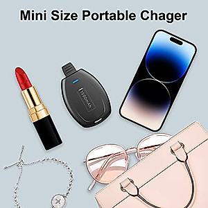 Keychain Portable Charger for iPhone, 1500mAh Ultra-Compact Small Portable Power Emergency Pod Mini Phone Power Bank, Fast Charging Key Ring Cell Phone Charger for iPhone 14/13/12, Airpods and More