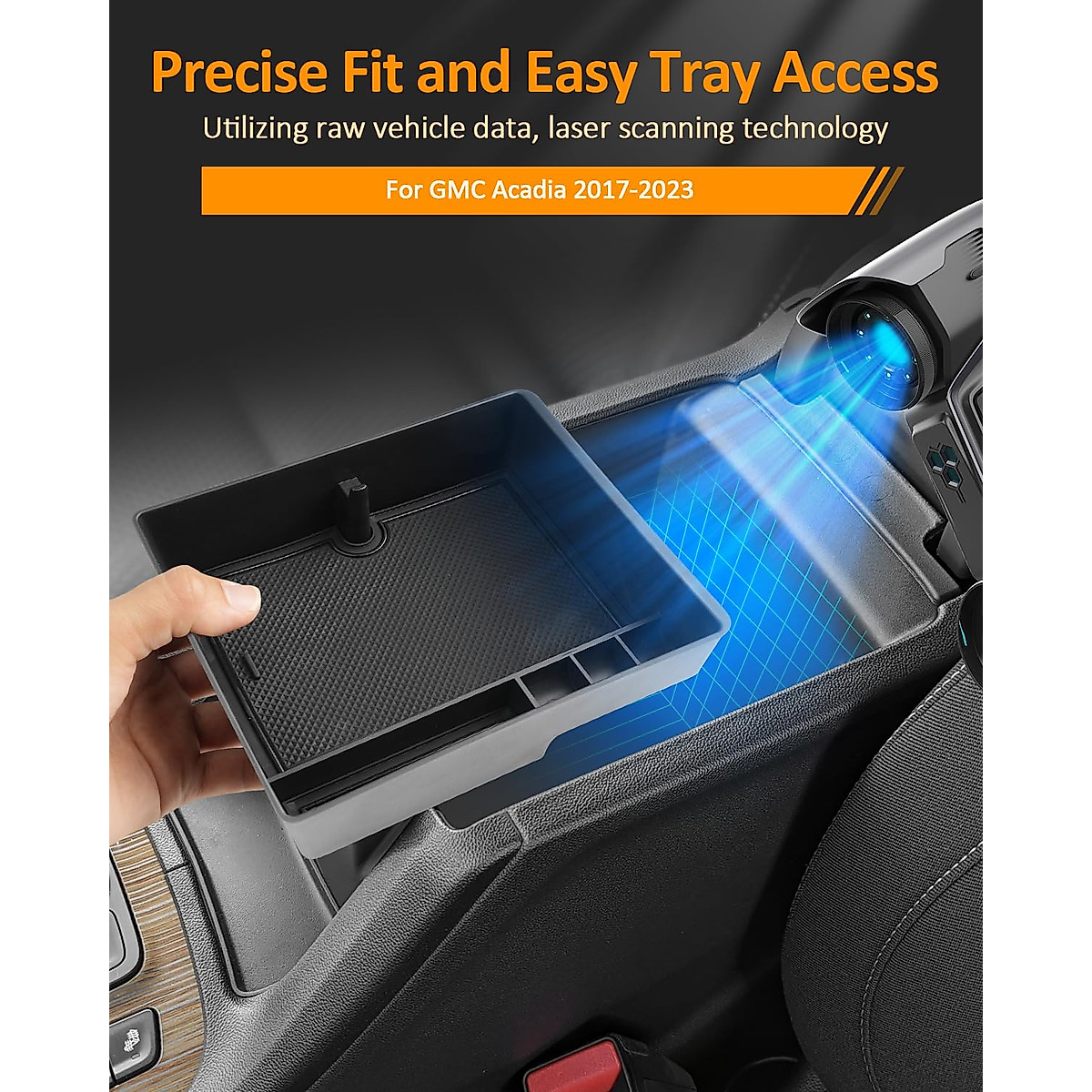 CDEFG Center Console Organizer Tray for GMC Acadia Accessories 2017-2023 (SLE/SLT/ AT4/ Denali) for Acadia 2023 2022 2021 2020 2019-2017 Armrest Storage Box Insert (Black)