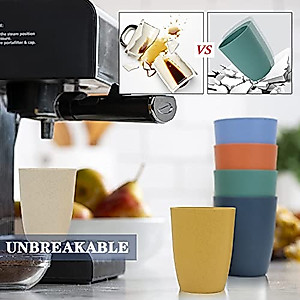 Homienly Wheat Straw Cups Plastic Cups Unbreakable Drinking Cup Reusable Dishwasher Safe Water Glasses (12 OZ)