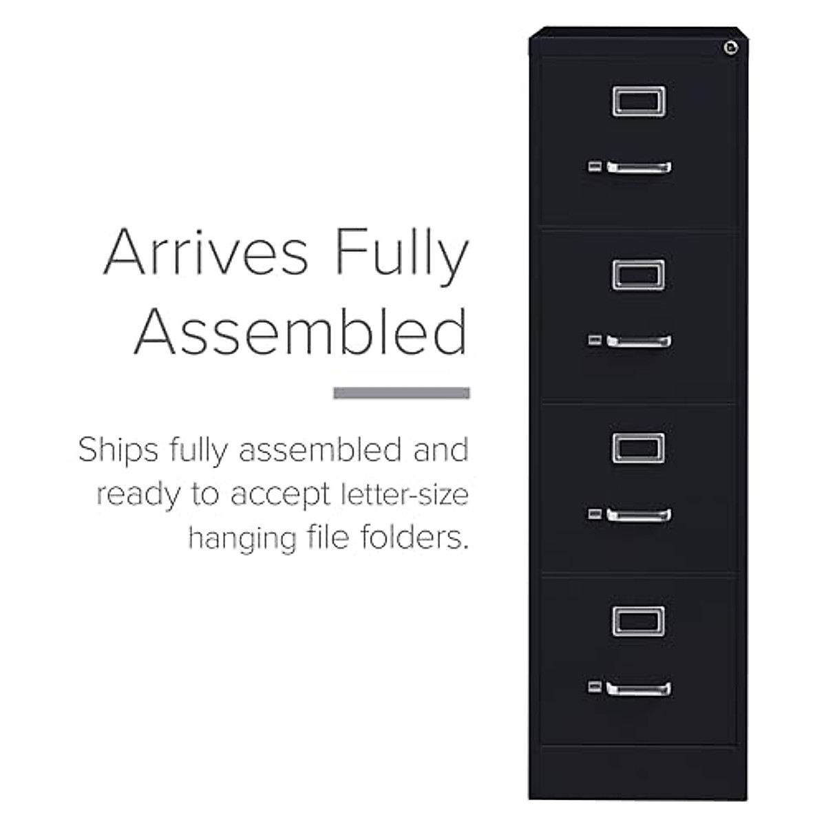 25" Deep Commercial 4 Drawer Letter Size High Side Vertical File Cabinet Color: Black