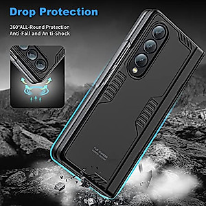 Kaiiecal for Samsung Z Fold 4 Case: [Hidden Kickstand] [Wireless Charging], Full Body Hinge Protection Slim Case, Built-in Screen Protector Phone Stand Case for Samsung Galaxy Z Fold 4 5G Black