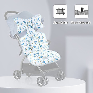 Jitejoe Baby Seat Pad Stroller Liner Universal 3D Air Mesh Breathable Car High Chair Cushion for Infant Soft Padding,Baby Carrier,Pram Non Slip Cushion for Baby Kid Toddler Infants (Blue Whale)
