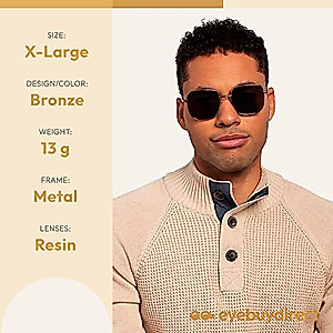 EYEBUYDIRECT Square Oversized Sunglasses, Scratch-Resistant Sunglasses for Women and Men with UV Protection, Non-Polarized, Sunday - Extra Large