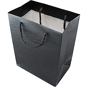 8x10 Black Gift Bags with Handles Medium 12 pcs Luxury Black Paper Shopping Bags 8x5x10 Premium Quality Heavy Duty Modern Fancy Matte Elegant Embossed Wedding Guests Birthday Bridal Baby Shower Merchandise