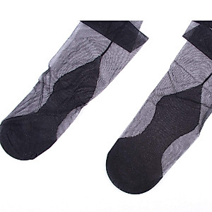 Aneliya Vintage Nylon Lace Top Thigh High Stockings with Back Seam for Women Suspender Garter Belts(2 Pack， Black and Nude)