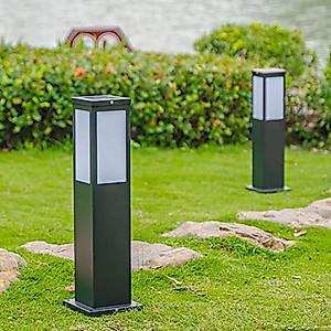 CZLZY Solar LED Pillar Lamp Outdoor Waterproof Post Light Simple Modern Iron Rectangle Column Light Villa Garden Lighting Fixture Garden Lawn Light Road Light Pedestal Light