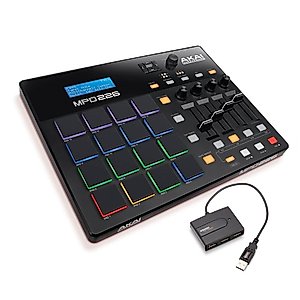 Akai Professional MIDI Drum Pad Controller with Software Download Package with AmazonBasics 4-Port USB