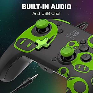 PDP REMATCH Enhanced Wired Power Nintendo Switch Pro Controller, Officially Licensed Switch Lite/OLED Compatible Gamepad, Customizable Programmable Buttons, Super Mario 1-UP Mushroom, Glow in the Dark
