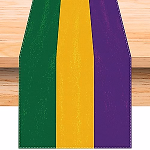 Jiudungs Linen Mardi Gras Table Runner 72 Inches Long Mardi Gras Table Decor New Orleans Mardi Gras Brazil Carnival Decoration and Supplies for Home Kitchen