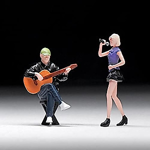 Milageto 1:64 Scale Guitarist and Singer Figures Realistic Hand Painted Collectibles Model Trains People Figures for DIY Scene Accessories Decoration Layout