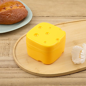 PEUTIER Sliced Cheese Storage Container, 3.54x3.54x2.76 Inch Cheese Container for Refrigerator Upper and Lower Lid Design Cheese Saver Butter Cheese Food Storage Box for Kitchen Fridge
