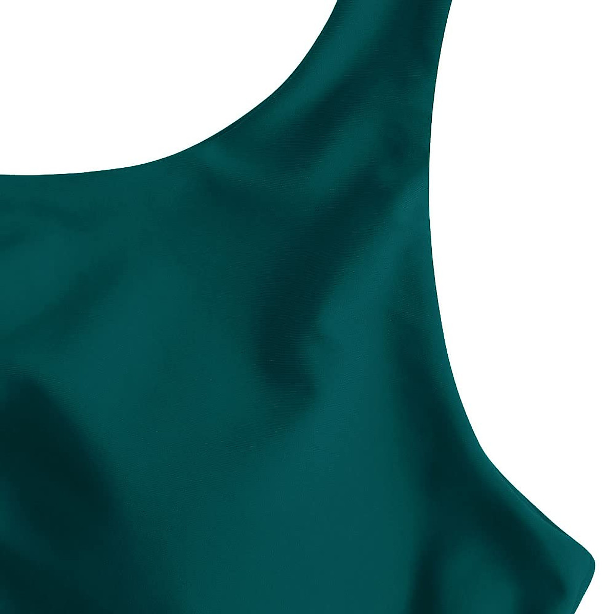 ZAFUL Women's Front Knot Bikini Tops Crop Tankini Top Scoop Neck Padded Bathing Suit Tops C-Peacock Blue M