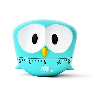 MOSHOU Cute Eagle Kitchen Timer,100% Mechanical Timer for Kids, 55 Minutes Wind up Timer 360 Degree Rotating Timer for Cooking/Reading/Do Sports (Blue)