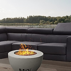 Kante Concrete Round Fire Table 25", 50000 BTU Outdoor Propane Fire Pit Table, Gas Fire Pits for Outside Patio, Smokeless Fire Pit and Outdoor Fire Pits, Light Gray