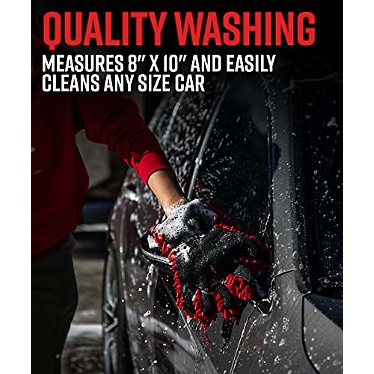 Adam's Microfiber Dual Wash Mitt - Premium, Soft Chenille Microfiber for Safe Washing - Scrubbing Side That is Great for Sap, Tar, and Other Tough to Remove Deposits