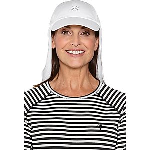 Coolibar UPF 50+ Men's Women's Hayden Chlorine Resistant All Sport Hat - Sun Protective (One Size- White)