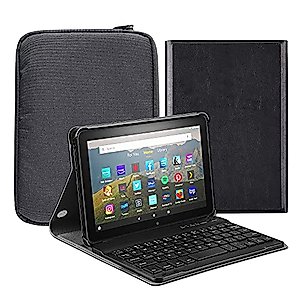 FunYaung Keyboard Case Compatible for Amazon Fire HD 8/8 Plus(10th, 2020 Release & 12th, 2022 Release), with Wireless Bluetooth Keyboard and Carrying Bag
