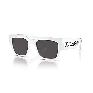 Dolce & Gabbana DG 6184 331287 White Plastic Square Sunglasses Grey Lens