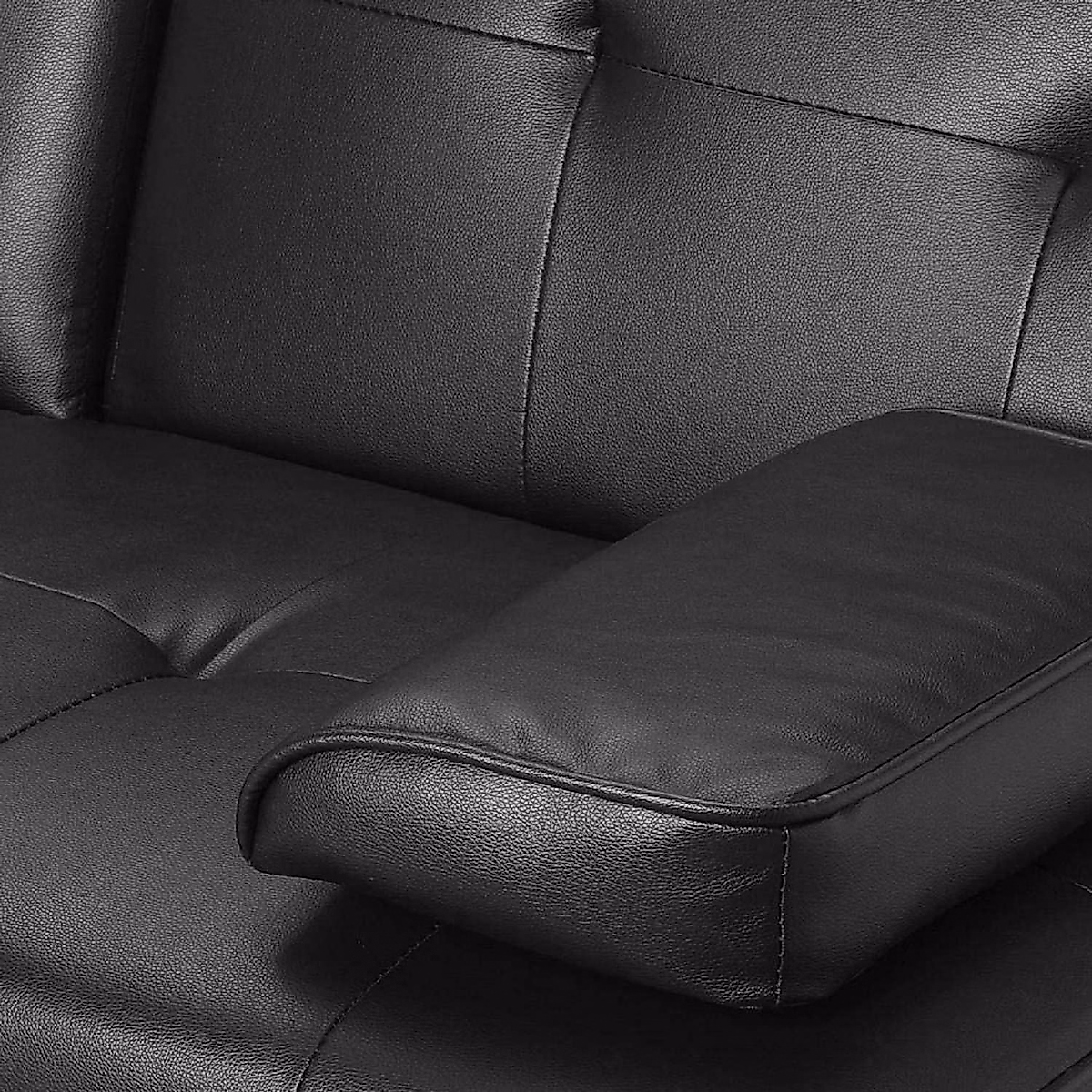 Futon Sofa Loveseat Convertible Sleeper Couch Bed for Living Room Apartment Small Space Furniture Sets with 2 Cup Holders Metal Legs,Removable Soft Pillow-Top Armrest, Black Sofa & Couch