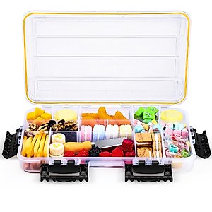 Menkxi Charcuterie Snackle Box, Waterproof Travel Charcuterie Containers Box with Lid Keeps Snacks Fresh Dry, Removable Dividers 24 Compartments, Ideal for the Boat, Beach, Picnics (Yellow)