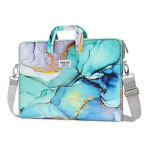 MOSISO Laptop Shoulder Bag Compatible with MacBook Air/Pro,13-13.3 inch Notebook,Compatible with MacBook Pro 14 inch M4 M3 M2 M1 Chip Pro Max,Carrying Briefcase Sleeve with Belt Marble MO-MBH189
