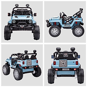 Aosom 12V Kids Ride on Car with Remote Control, Battery-Operated Ride on Toy with Spring Suspension, Led Lights, Music, Horn, 3 Speeds, USB, MP3, Blue