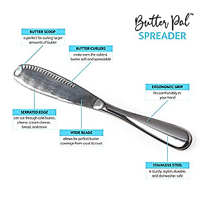 BUTTER PAL Dish with Lid - Butter Holder with Knife, Scraper & Measurement Marks - Countertop Butter Container with Knife & Curling Holes - For Fridge or Counter