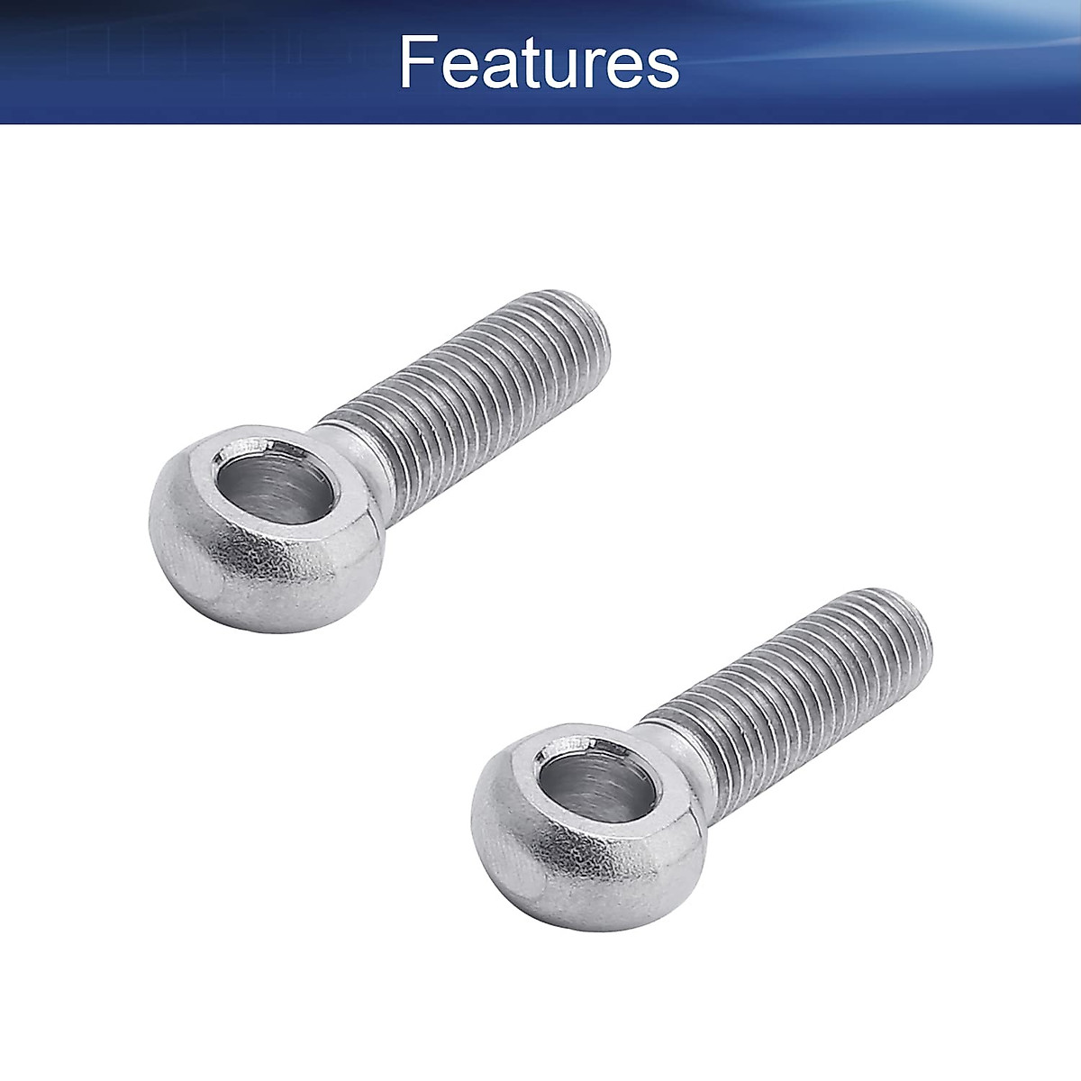 Yinpecly M10x40mm Eye Shape Bolt, Lifting Ring Eye Bolts, 304 Stainless Steel Fish Eye Bolt, 8mm x 18mm(IDxOD) Closed Rod Eye Screw Bolts Metric Thread, 2Pcs