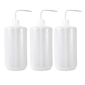 1000ml Plastic Safety Wash Bottle, Lab Squeeze Bottle with Narrow Mouth and Scale Labels, Squirt Bottle For Plant Flower Succulent Watering - 3 Packs