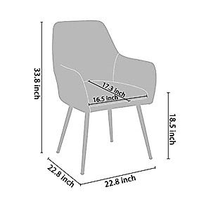 CangLong Furniture Modern Living Dining Room Accent Arm Chairs Club Guest with Gold Metal Legs, Set of 2, Grey