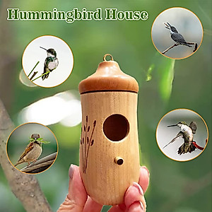 BOMEIQEE Hummingbird House, 4.5 Inches Mini Bird House, Wooden Hummingbird Swing Nest for Outside Hanging, Pet Cottage for Wren Swallow Sparrow Hummingbird Finch Houses (3PCS)