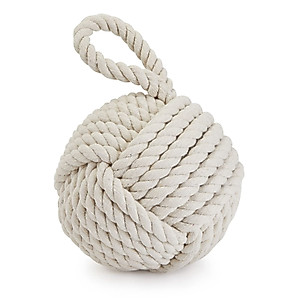Decorative Weighted Door Stop with Handle, Nautical Knot Rope for Floor, 3.5 lbs (6 x 12.5 In)