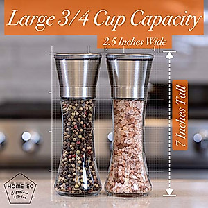 HOME EC Original Salt and Pepper Grinder Set - Adjustable Sea Salt Grinder & Pepper Grinder - Stainless Steel & Glass Salt and Pepper Shakers - Pepper Mill & Salt Mill - Modern Kitchen Accessories