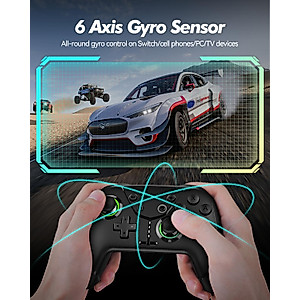 Wireless Switch Pro Controller for Nintendo Switch/Lite/OLED, Bluetooth Gaming Controller for iPhone/Android/Phone/PC/Steam/Mac/iOS/iPad/TV with Programmable/Vibration/Motion Control/Turbo/Wakeup/RGB