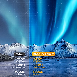 Outdoor Projector with WiFi, 1080P Full HD Supported Portable Projector 8000L Movie Projector Home Theater Compatible with TV Stick HDMI USB AV Smartphone Laptops