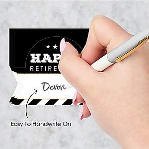 Big Dot of Happiness Happy Retirement - Retirement Party Tent Buffet Card - Table Setting Name Place Cards - Set of 24