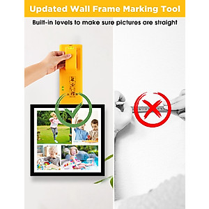 Stalishare Goodsnova Picture Hanging Tool with Level and Position Nail, Instaframe Kit Quick Hang and Level, Easy Picture Hanger Helper for Wall Frame/ Art/ Painting/ Photo/ Poster (Plastic, Yellow)