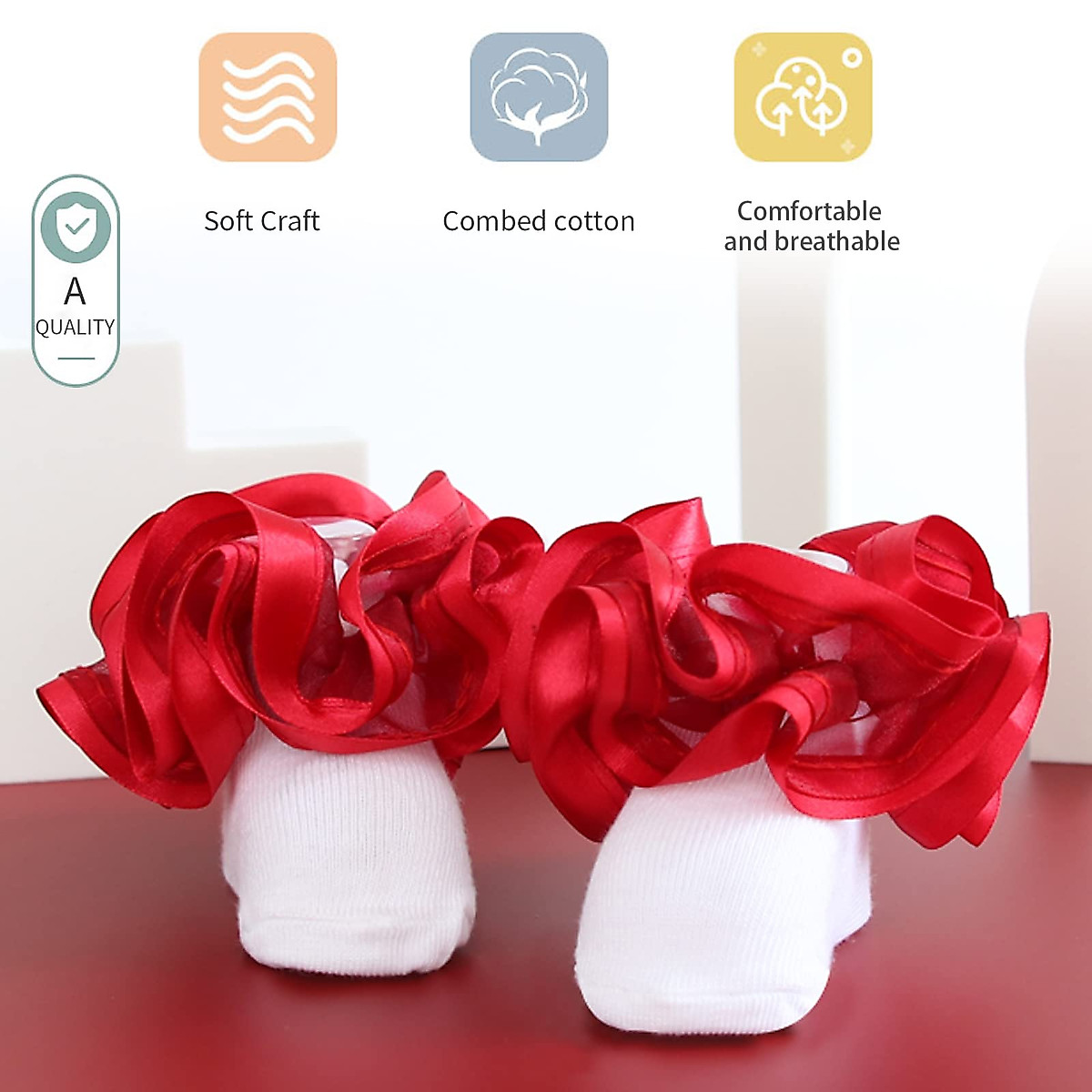 TONGXiNHUA and three Chinese characters 8 Pairs Ruffle Socks, Princess Lace Ruffles Socks Baby Frilly Socks Little Girl Big Ruffle Socks for Newborn/Infant/Toddler (XXS)