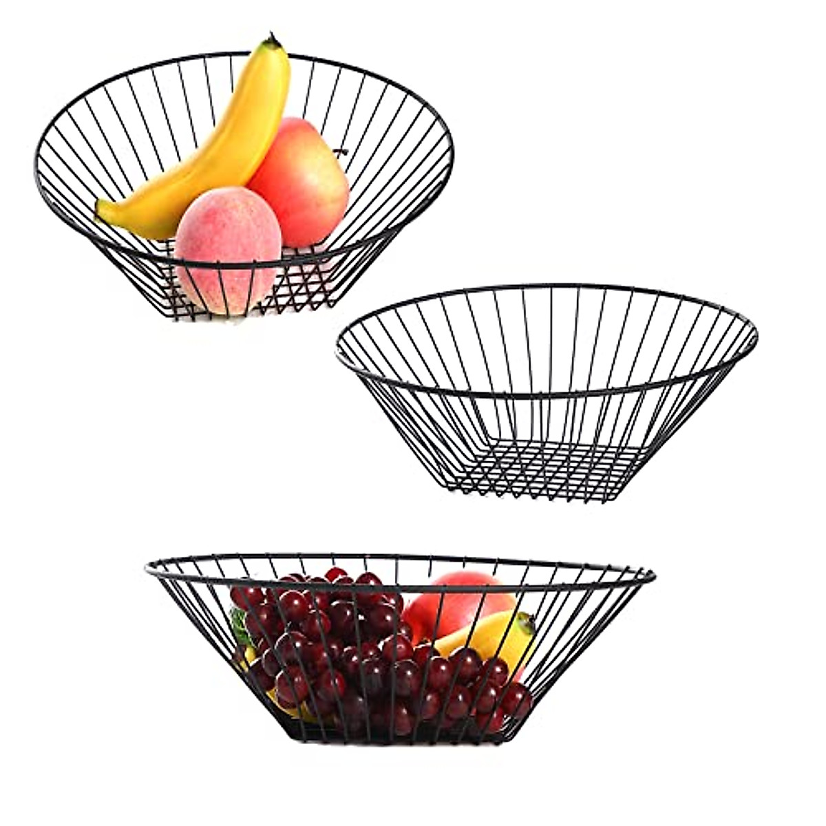 3-Tier Kitchen Wire Storage Basket Hanging Basket Fruit Storage