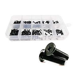 Wshao store 500/750pcs M1.2 M1.4 M1.6 M2 M3 Mini Micro Thin Wafer Flat Head Screw Bolt for Laptop Phone Glasses Set Assortment Kit (Color : Set B 500pcs black)