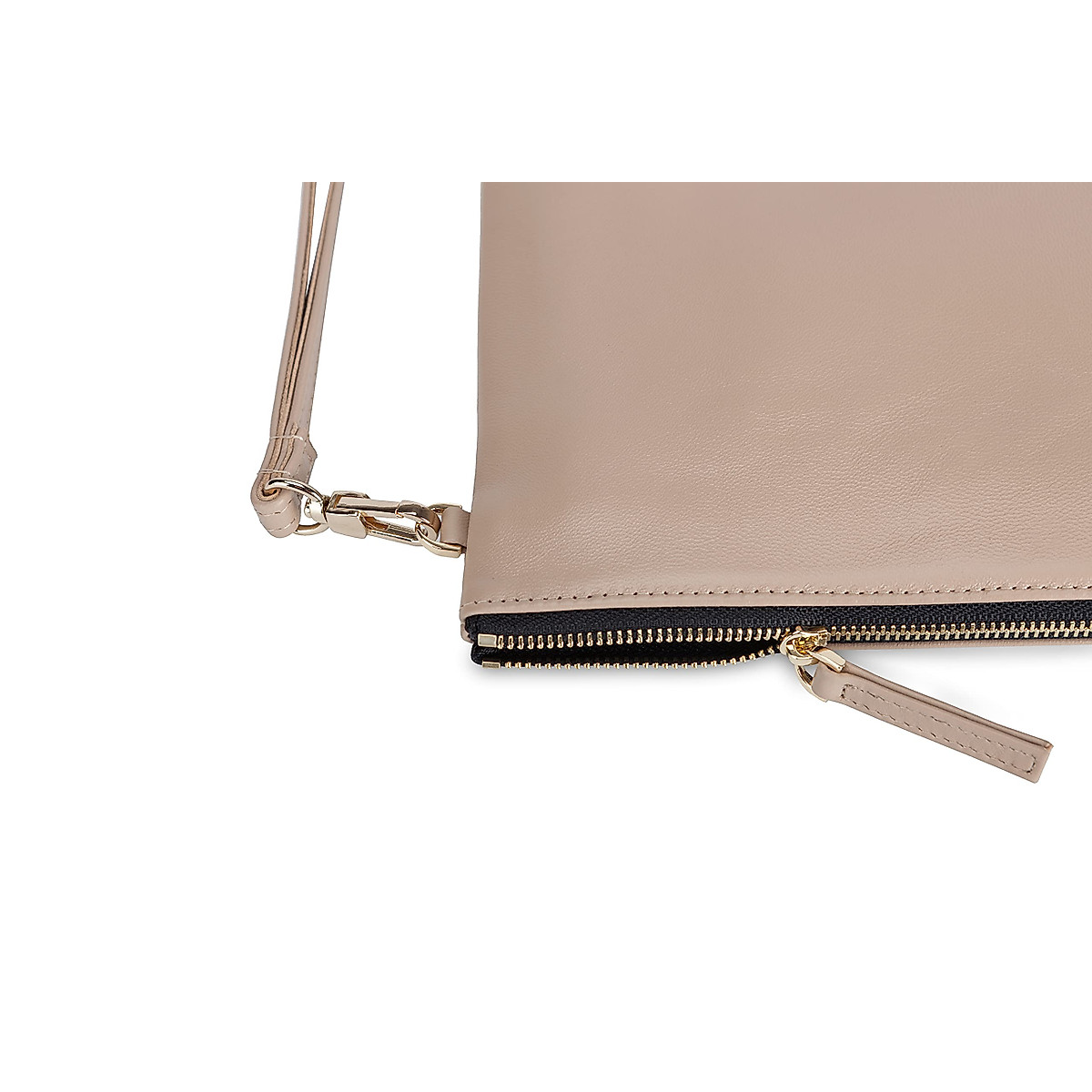 DORIS&JACKY Leather Wristlet Clutch Purse For Women Large Designer Wallet With Detachable Strap (beige)