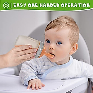 haakaa Gen.3 Silicone Feeding Spoon Bottle Grey (8oz./250ml) - Silicone Food Dispensing Spoon with Dust-Proof Cap, Homemade Food Squeeze Feeder Spoon for 6M+